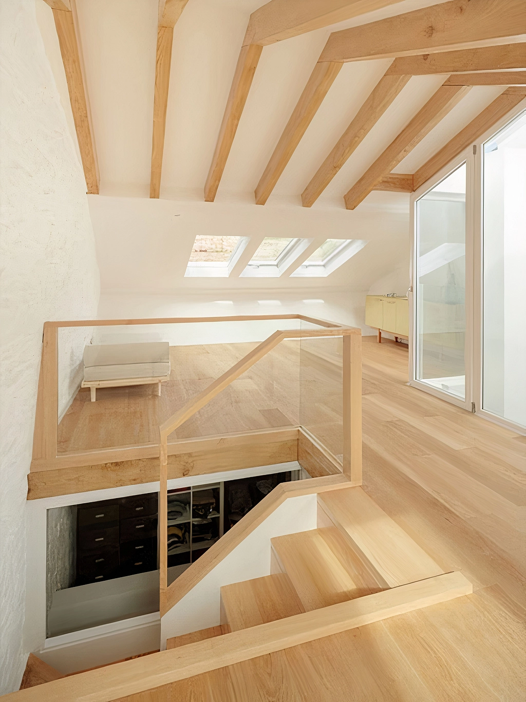 Wooden laminated scantlings in staircase design